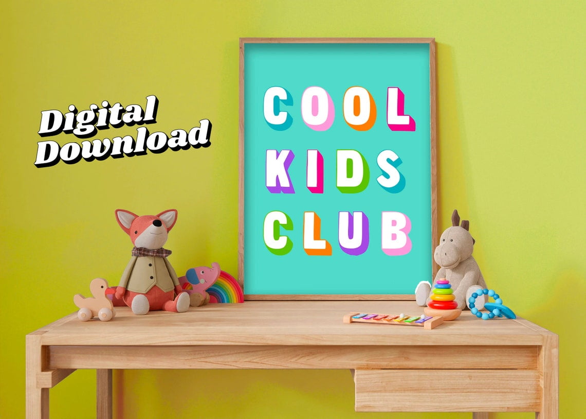DOPAPRINT Cool Kids Club - - Bright Colourful Children'S Poster ...