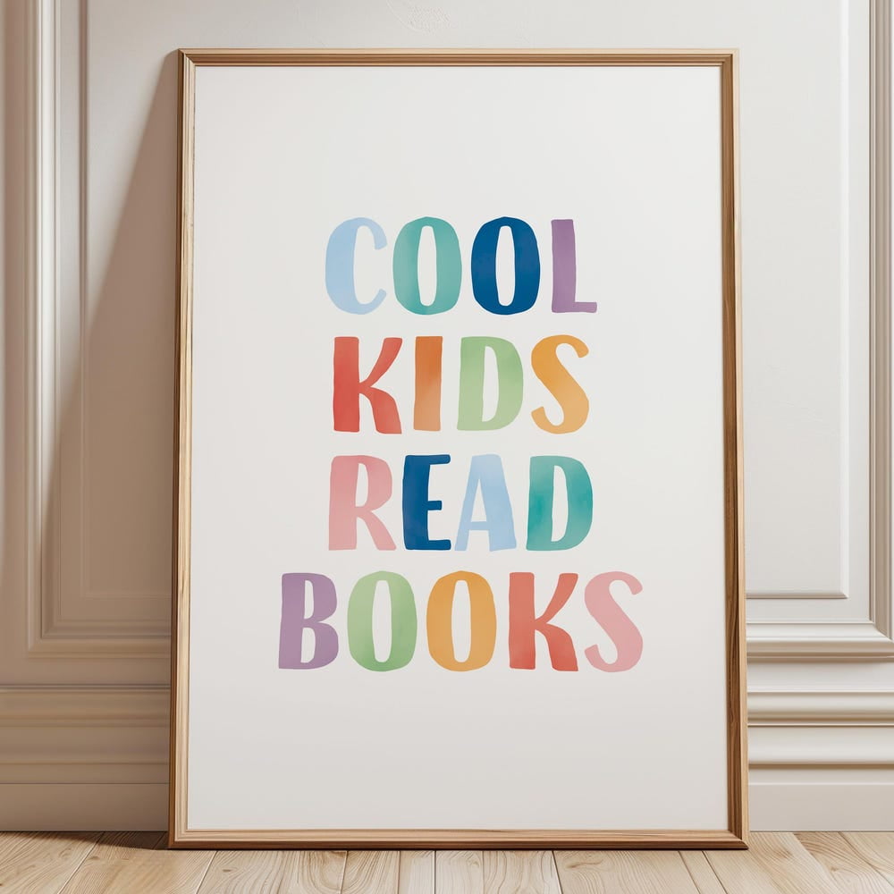 DOPAPRINT Cool Kids Read Books Poster, Playroom Decor, Rainbow Nursery ...