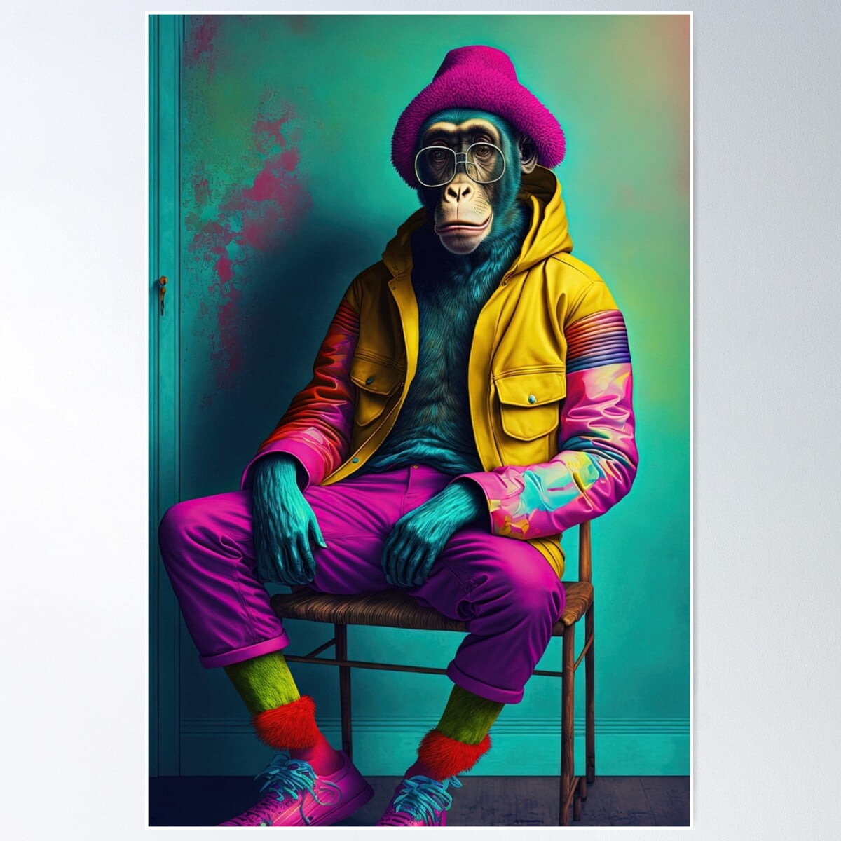 DOPAPRINT Cool Purple Monkeys Poster Wall Art, Modern Wall Decor NO ...