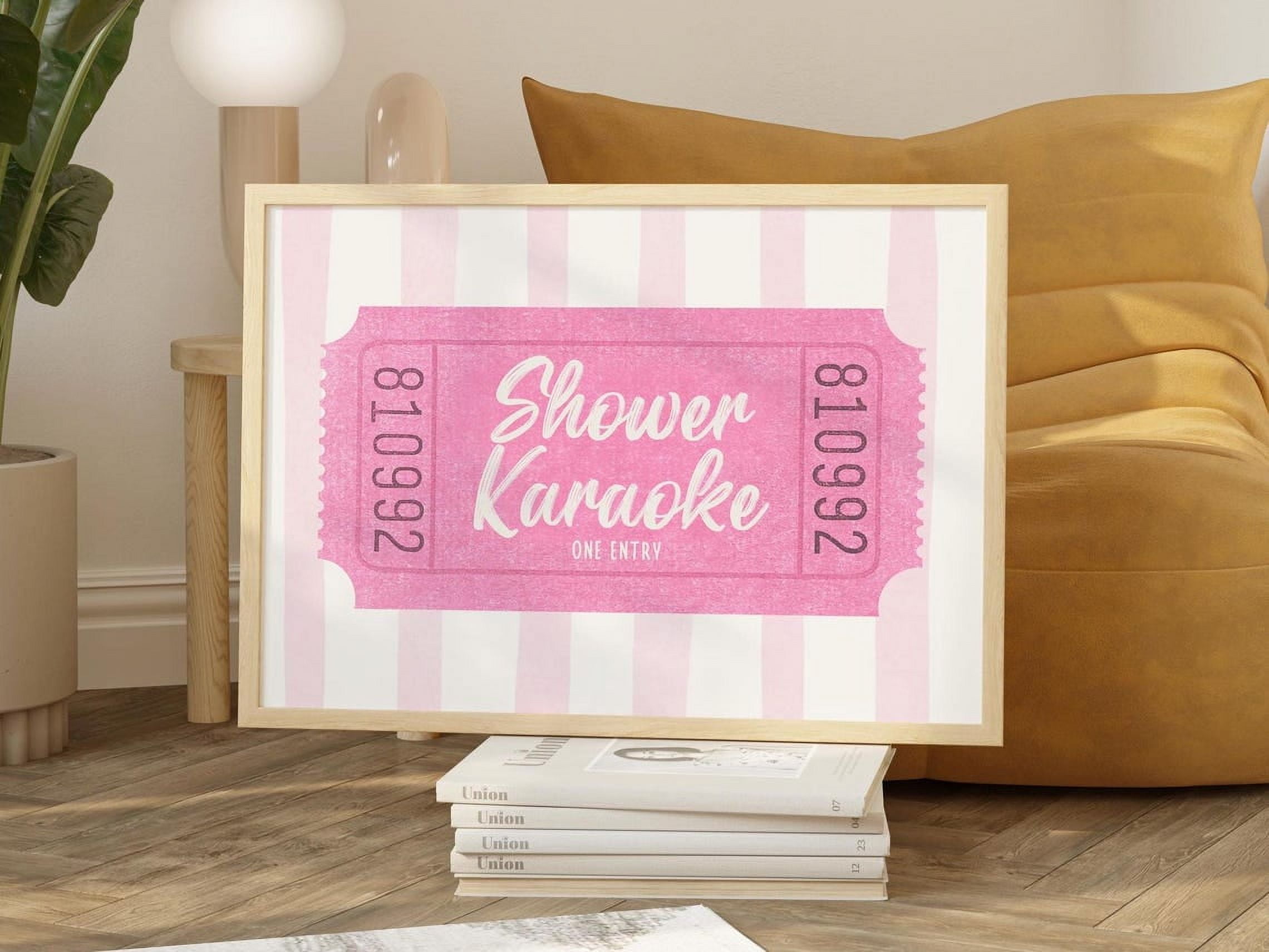 DOPAPRINT Coquette Pink Bathroom Sign Wall Art Shower Karaoke Ticket ...