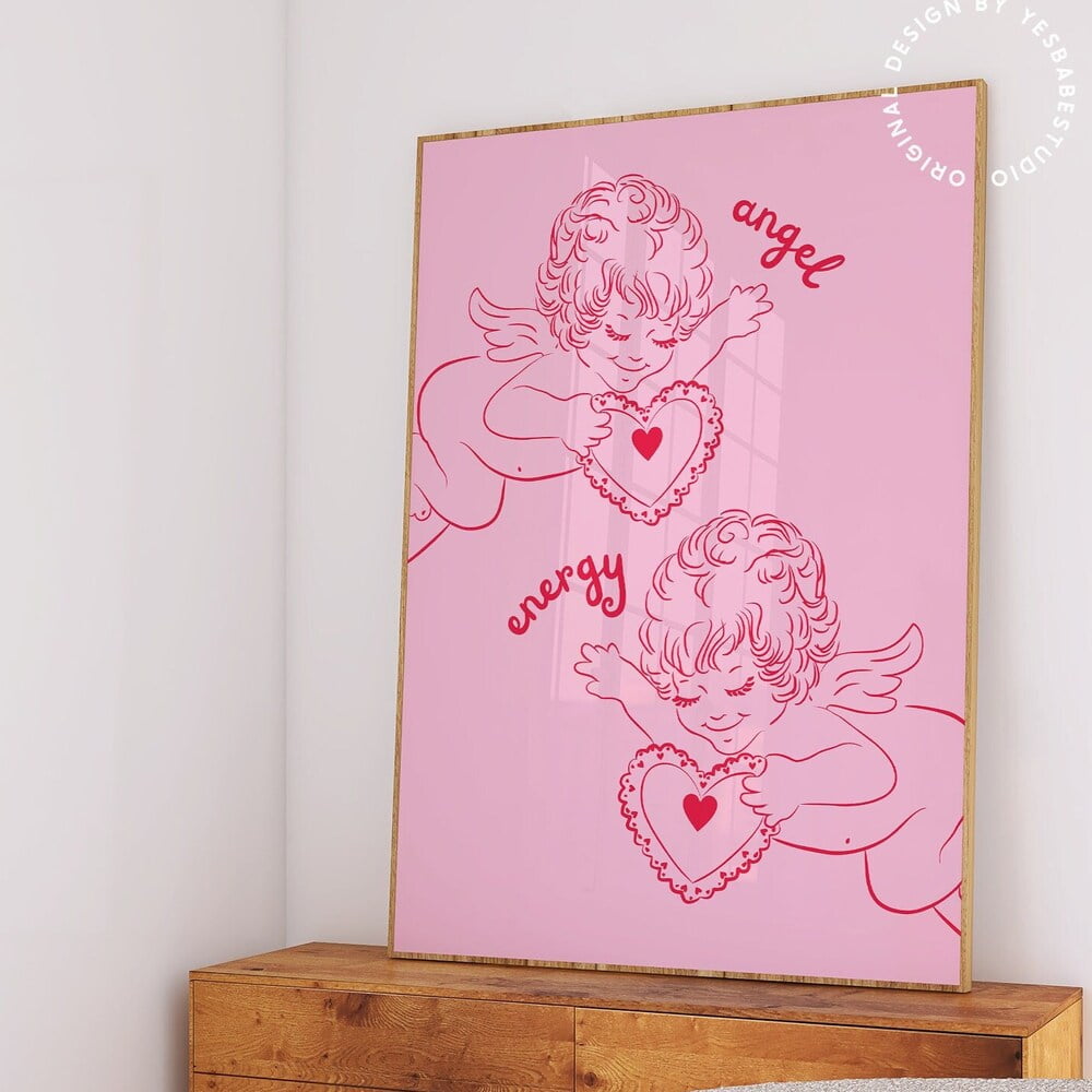 DOPAPRINT Coquette Room Decor, Light Pink Wall Art, Red And Pink Decor ...