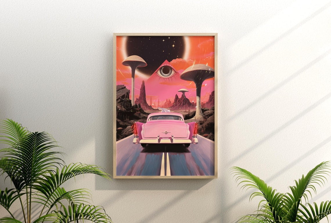 DOPAPRINT Cosmic Road Trip ( Psychedelic Wall Art, Mushroom Art, Retro ...