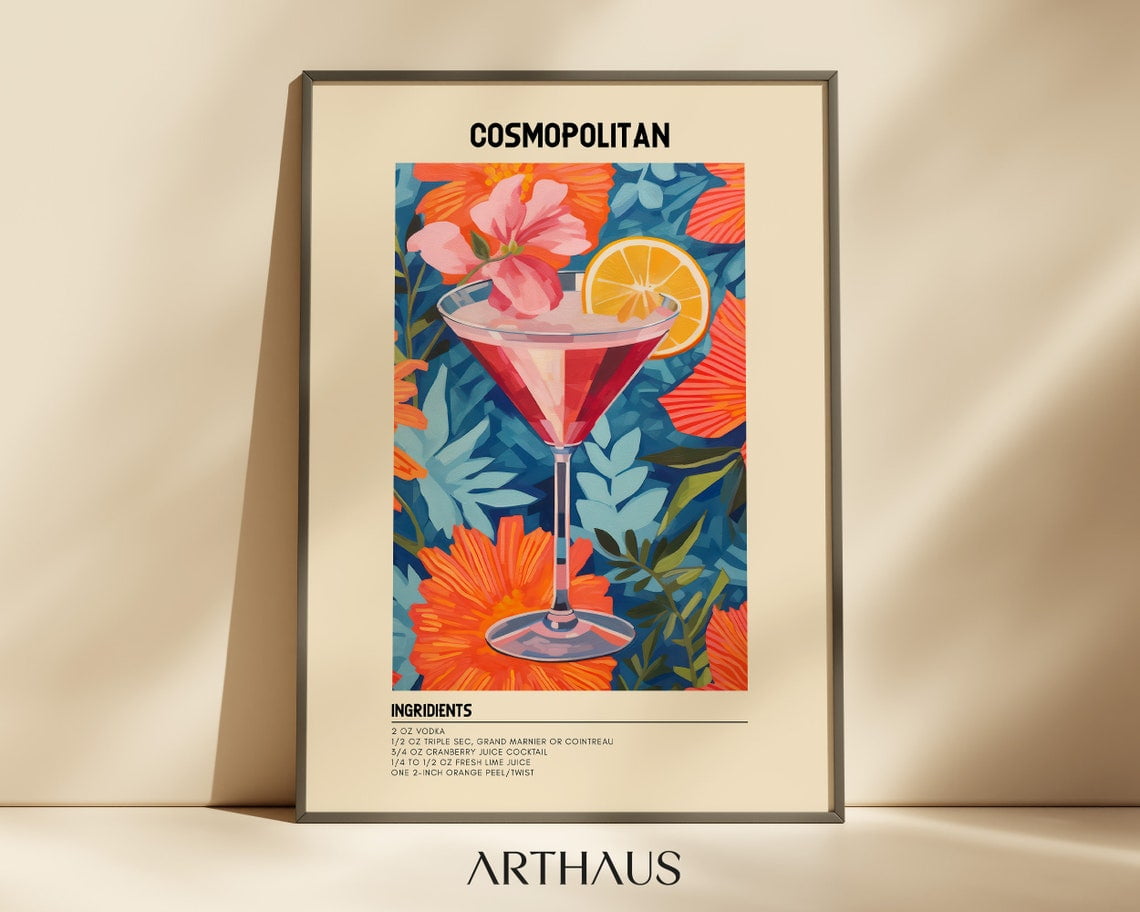 DOPAPRINT Cosmopolitan Cocktail Print Classic Cocktail Wall Art ...