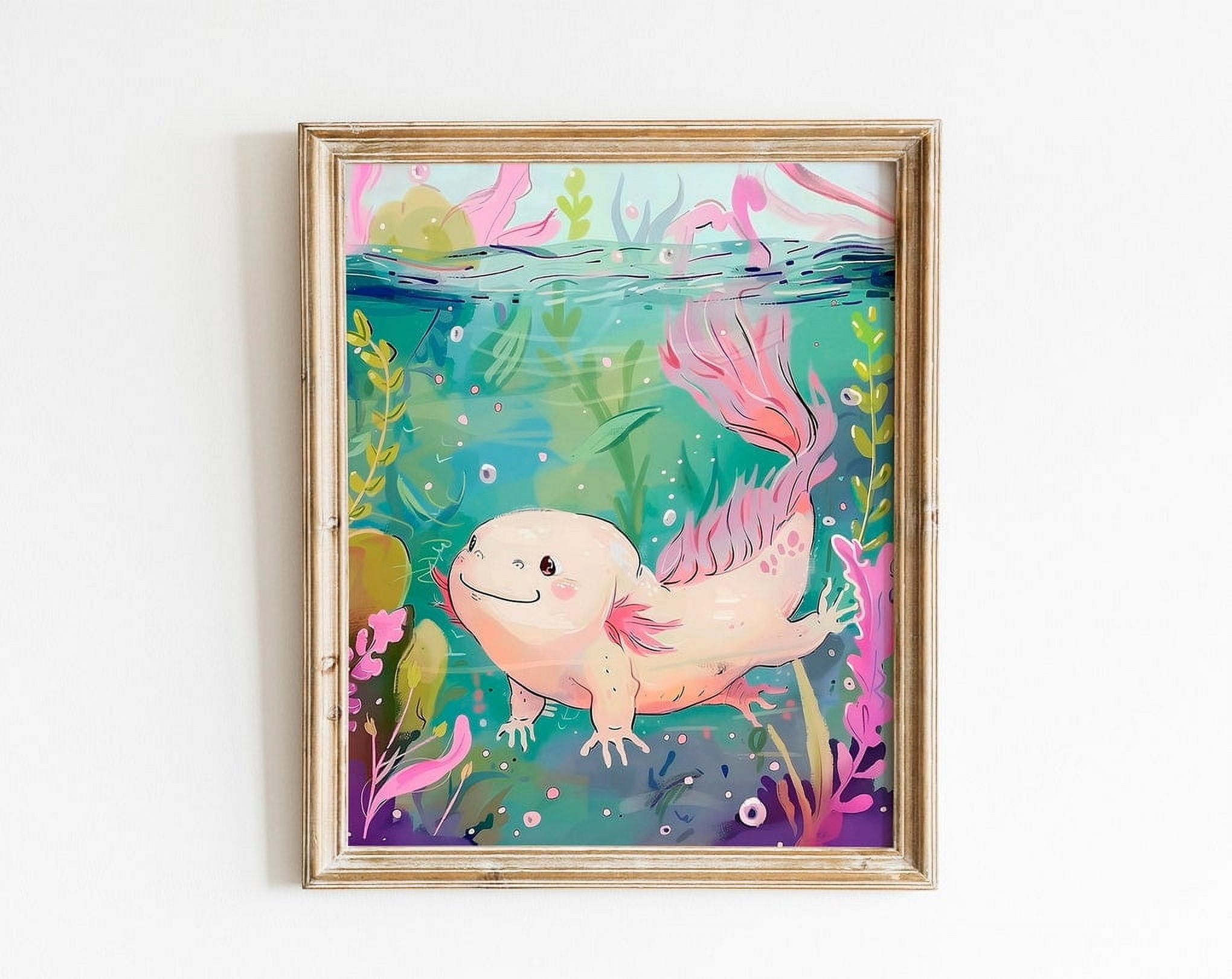 DOPAPRINT Cozy Wall Decor Adorable Kawaii Axolotl Art Print Handmade ...
