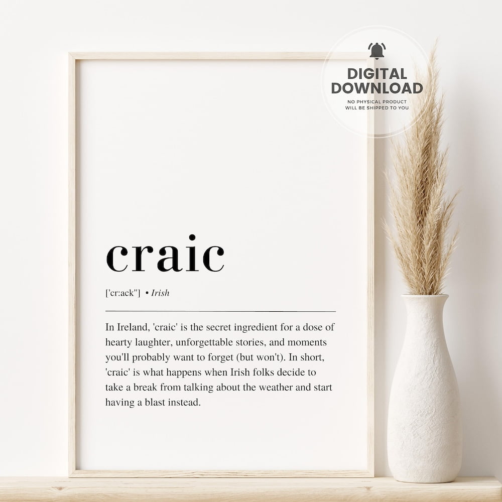 DOPAPRINT Craic, Craic Definition Print, Funny Print, North Ireland ...