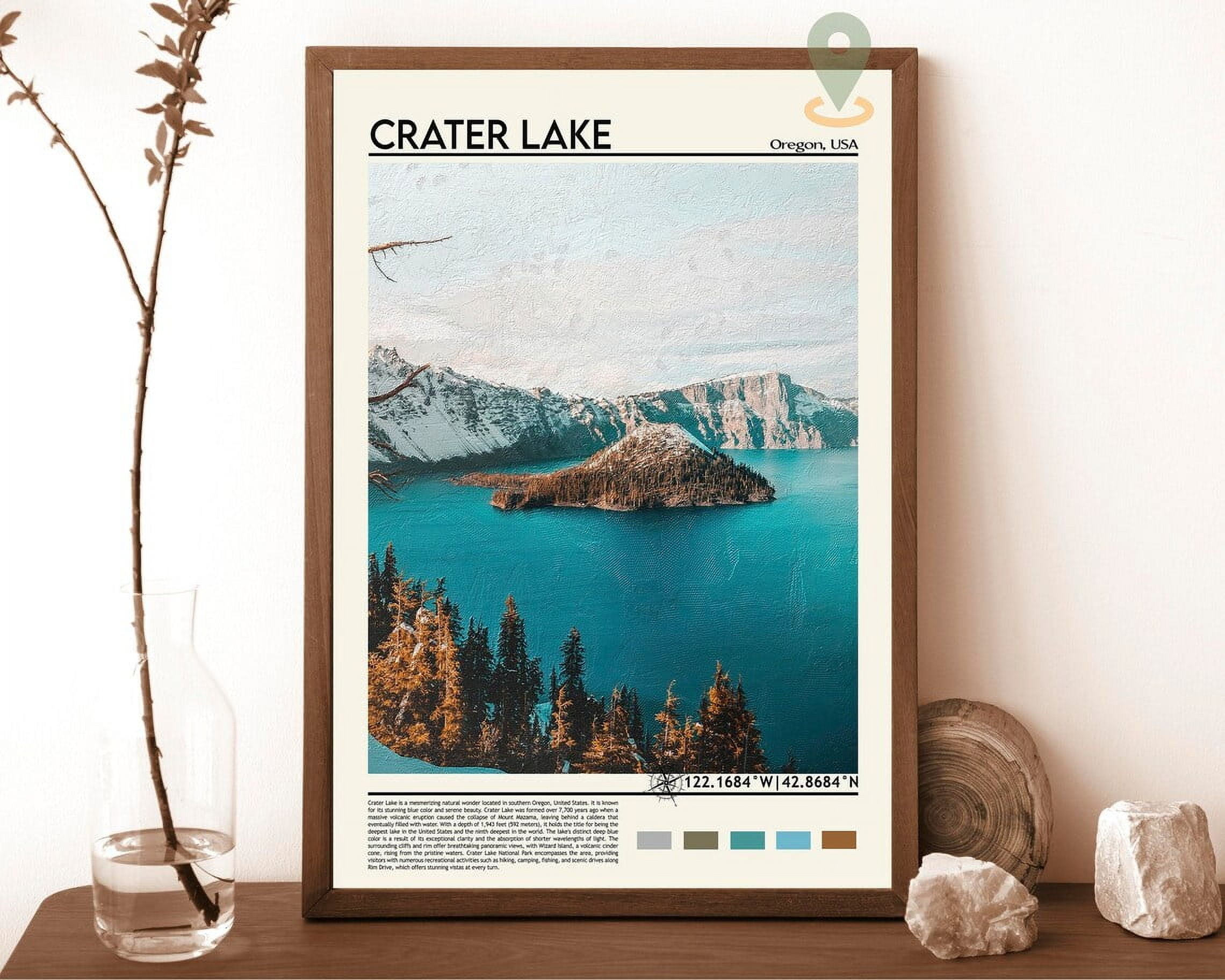 DOPAPRINT Crater Lake Print, Crater Lake Poster, Crater Lake Wall Art ...