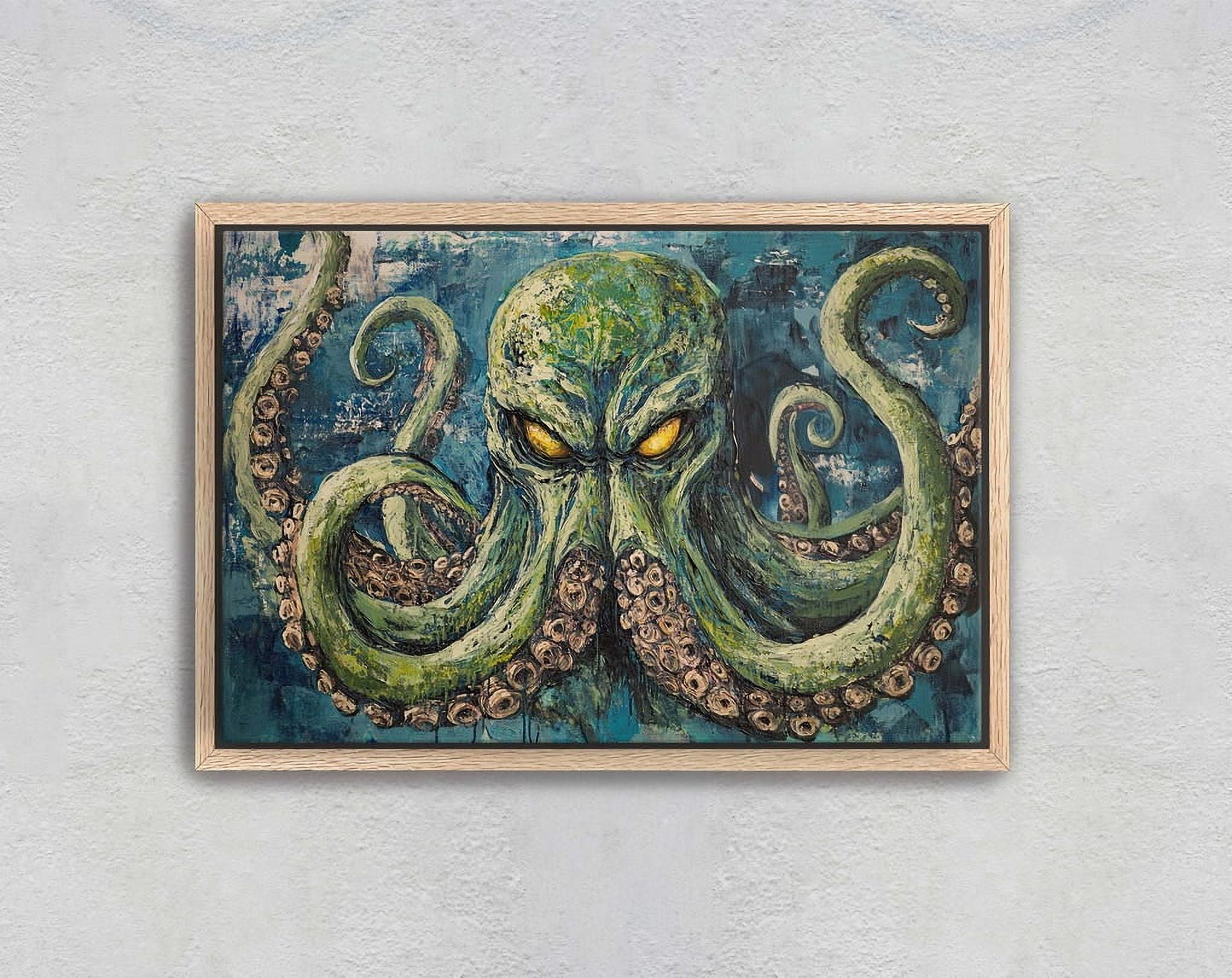 DOPAPRINT Cthulhu Painting, Evil Octopus, Fantasy Creature, Horror Art ...