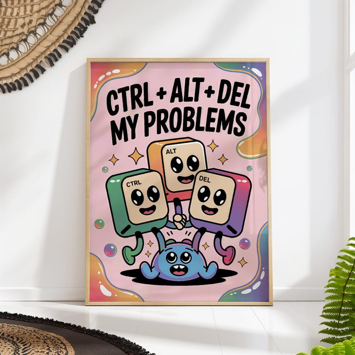 DOPAPRINT Ctrl Alt Del My Problems Poster, Funny Geek Wall Art, Gamer ...