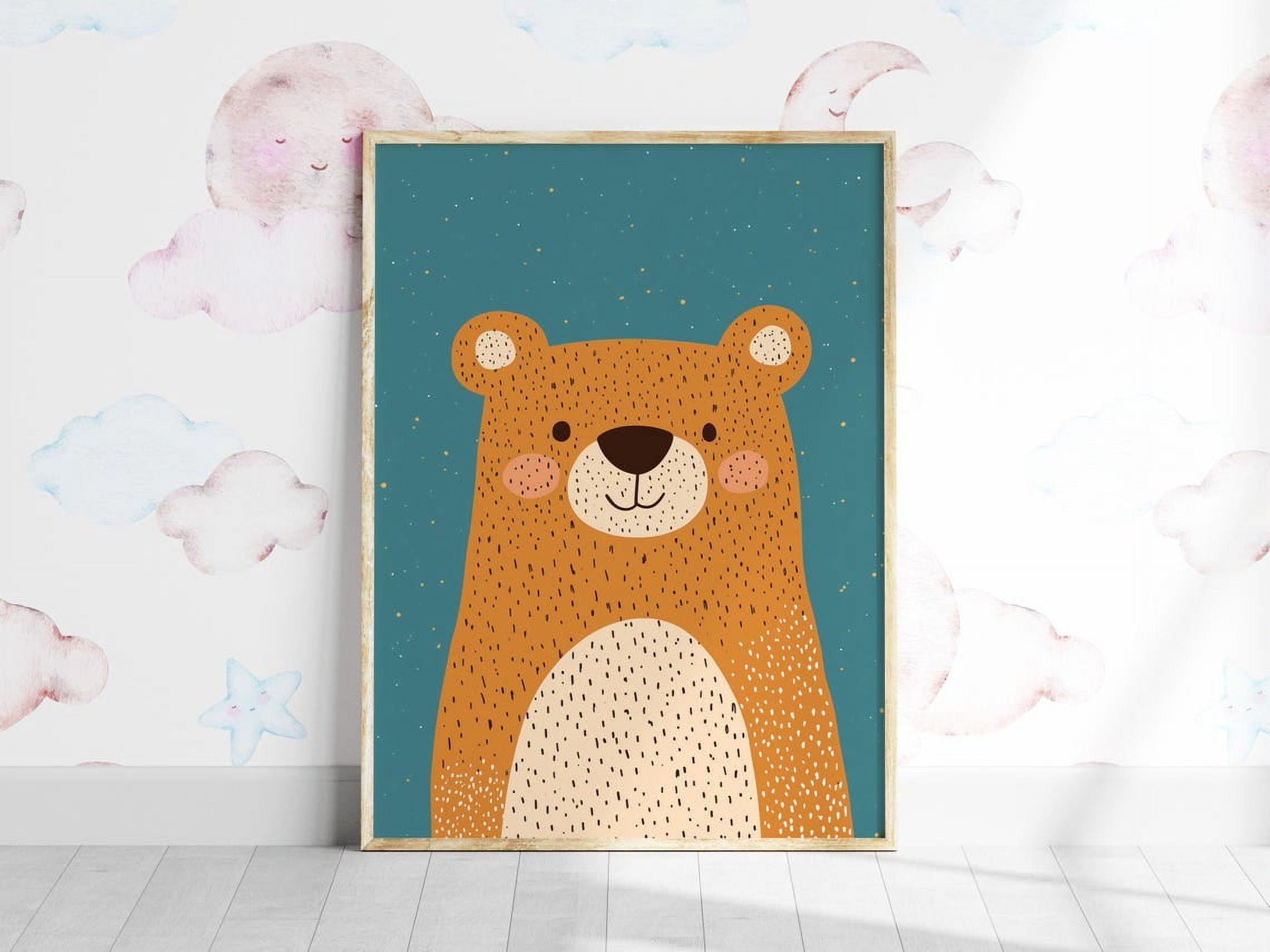 DOPAPRINT Cute Bear Print, Nursery Bear Wall Art, Colorful Bear Poster ...