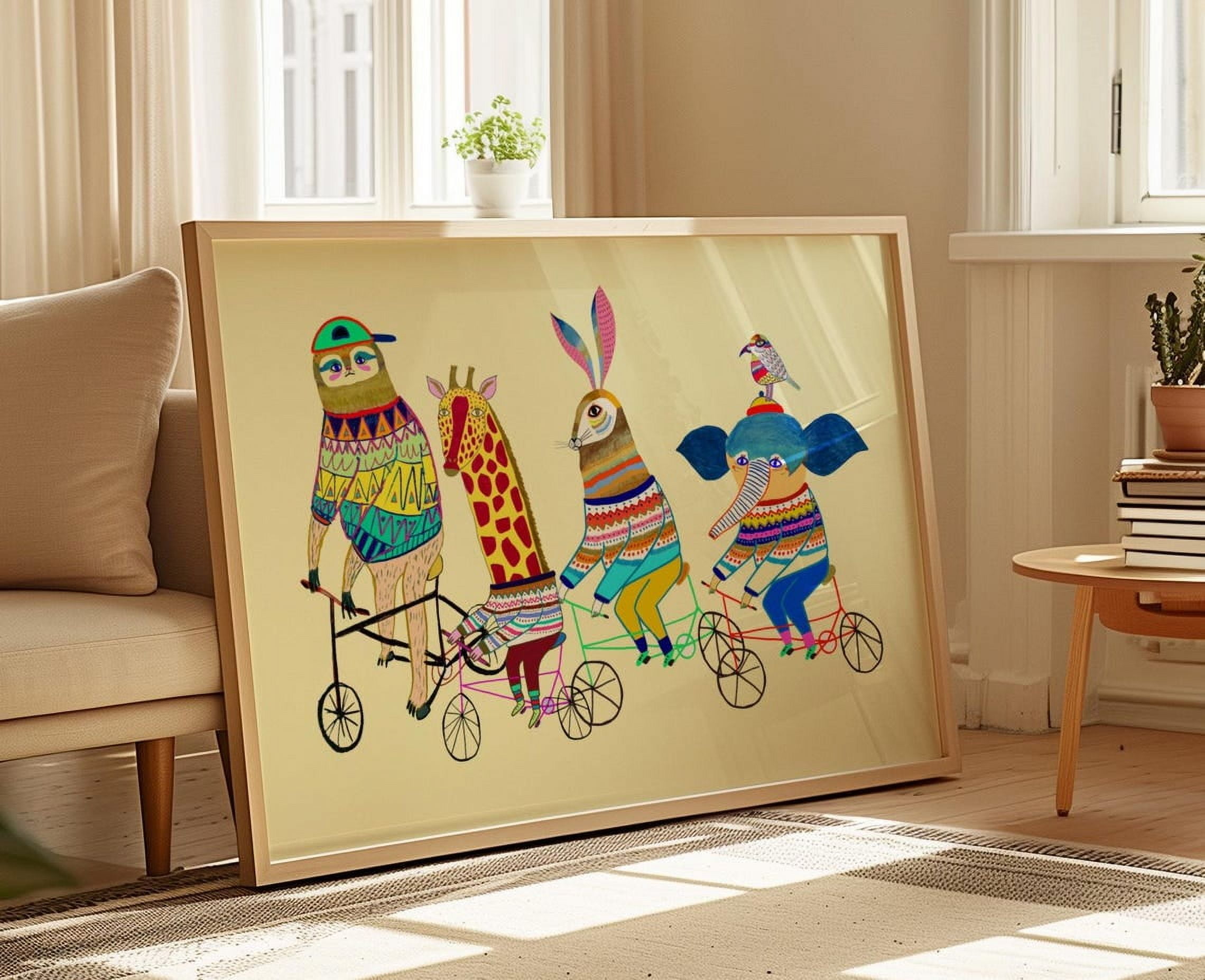 DOPAPRINT Cute Bikers Art Print, Kids Wall Art, Nursery Decor, Poster ...