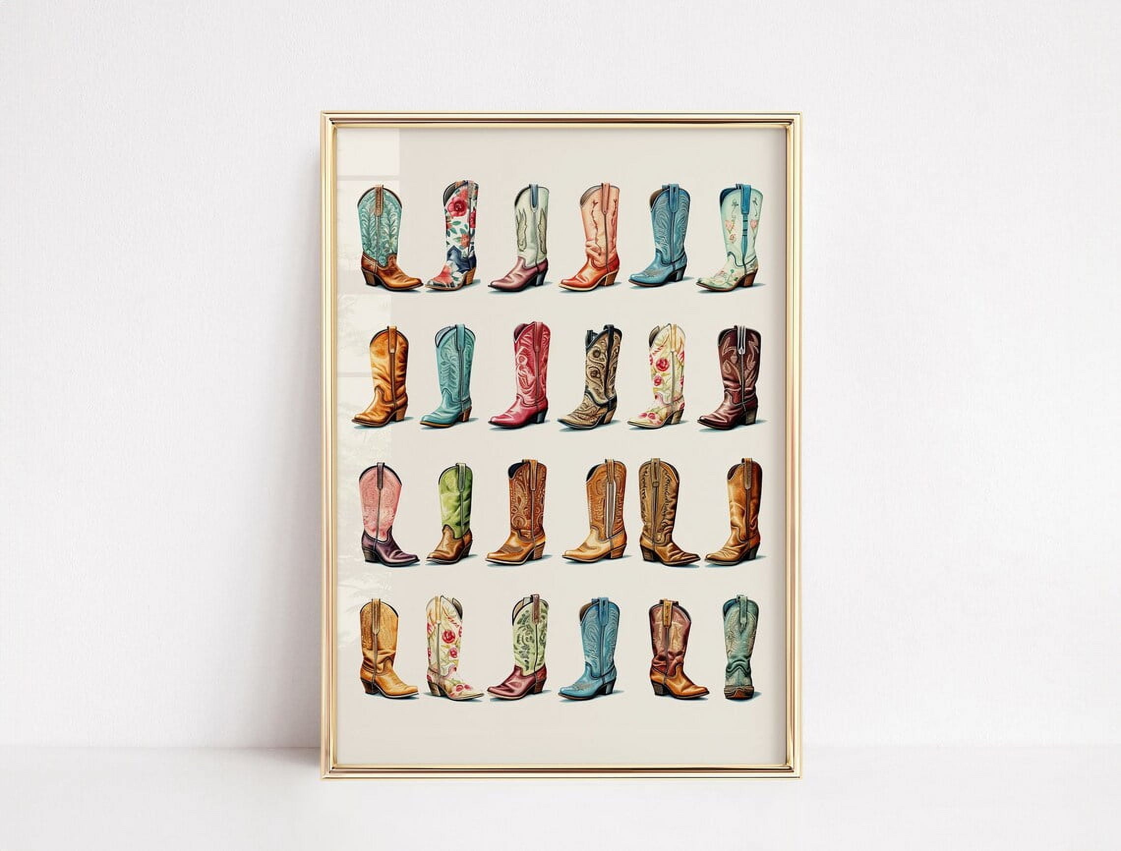DOPAPRINT Cute Cowgirl Boots Poster Wall Art, Trendy Room Decor Print ...