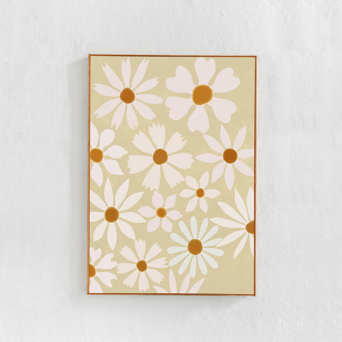 DOPAPRINT Daisies: Floral Wall Art , Able Art Print, Floral Print In Brown Beige And White ...