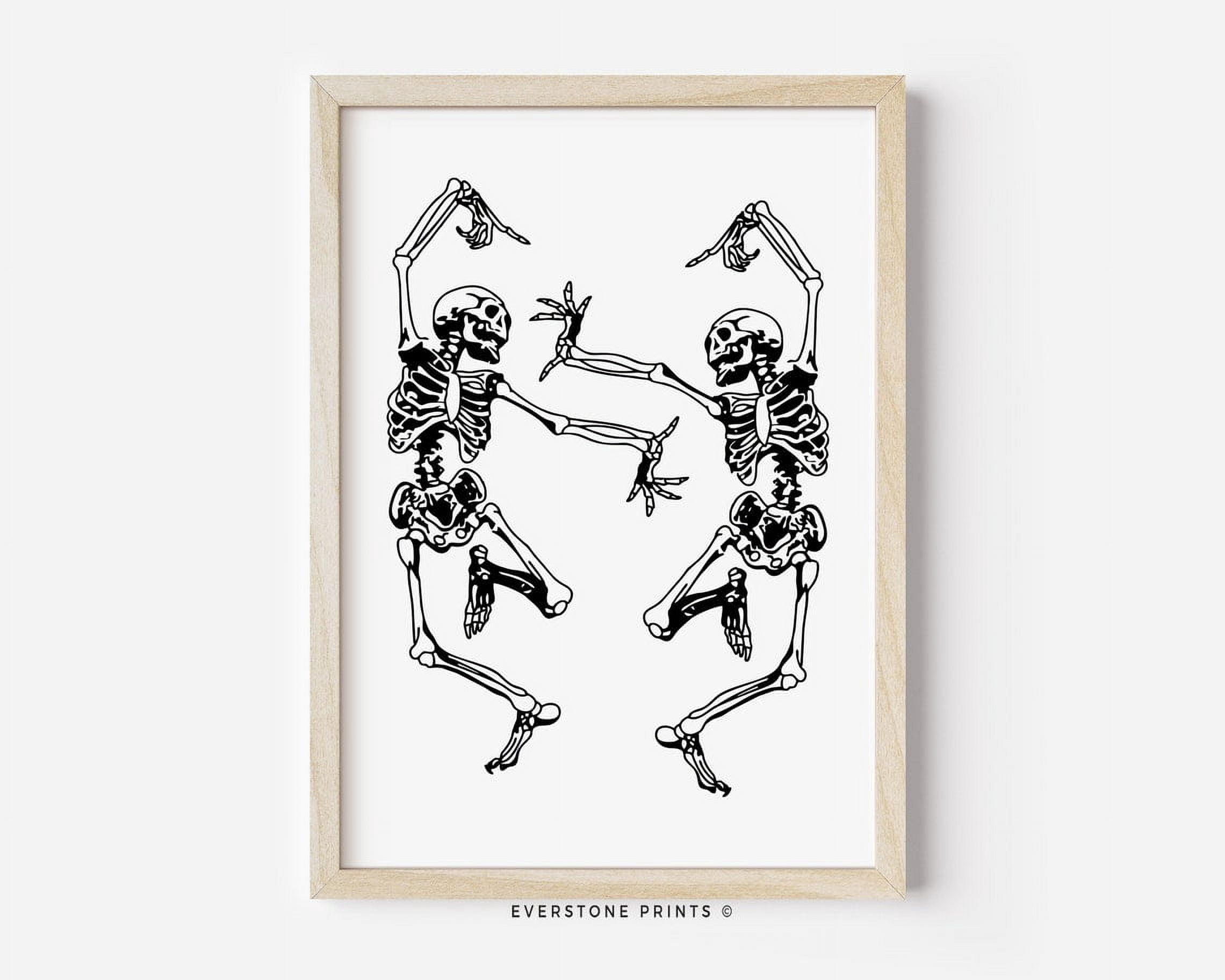 DOPAPRINT Dancing Skeletons Wall Art, Skeleton Art, Spooky Art, Spooky ...