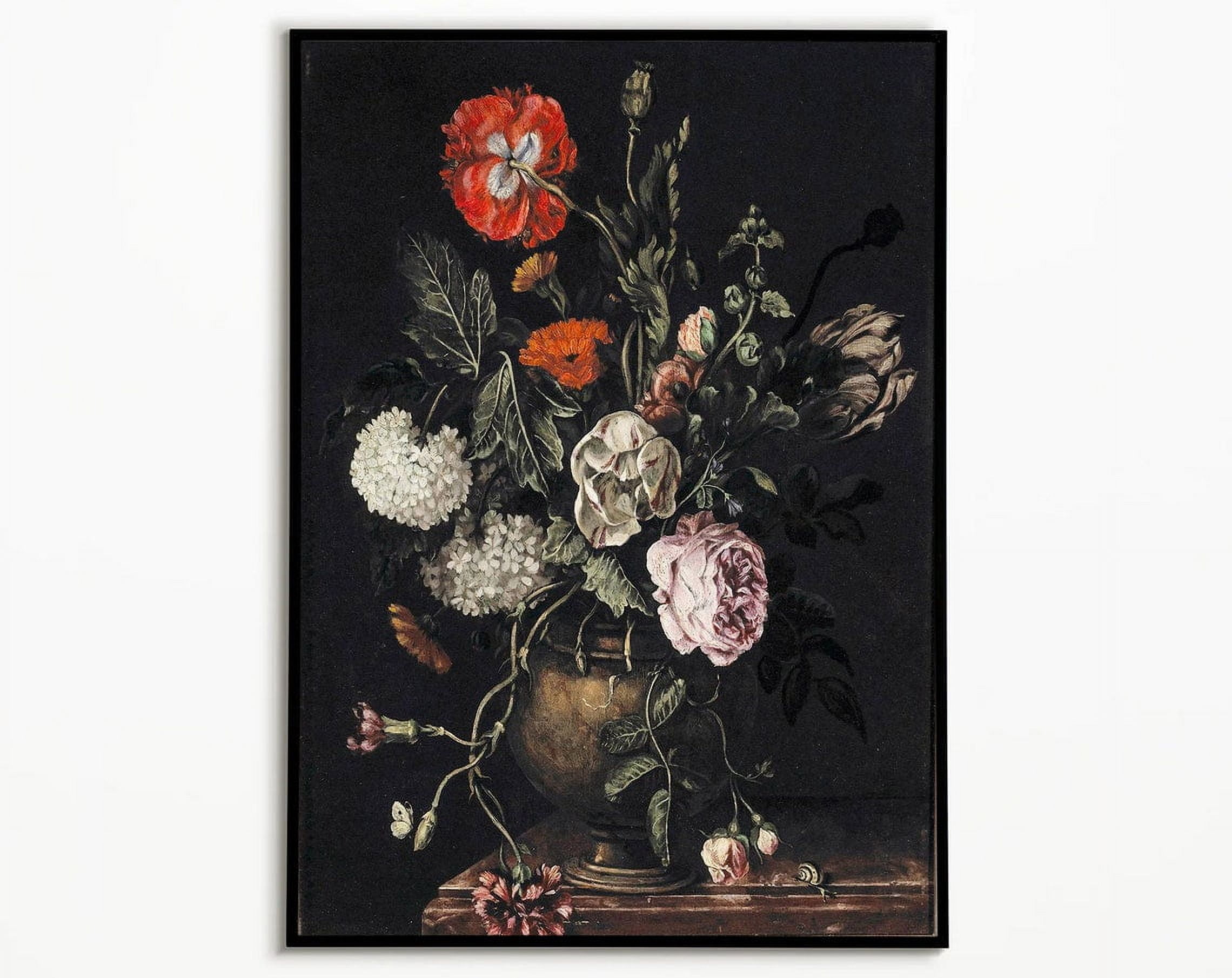 DOPAPRINT Dark Floral Poster, Wildflower Print, Moody Print, Black ...