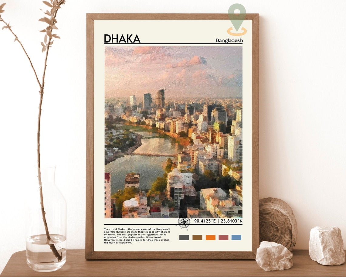 DOPAPRINT Dhaka Print, Vintage Poster, Dhaka Wall Art, Dhaka Poster ...