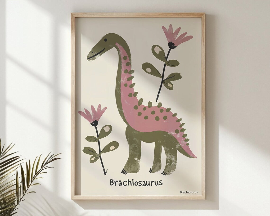 DOPAPRINT Dinosaur Nursery Wall Art, Brachiosaurus Kids Poster Decor ...