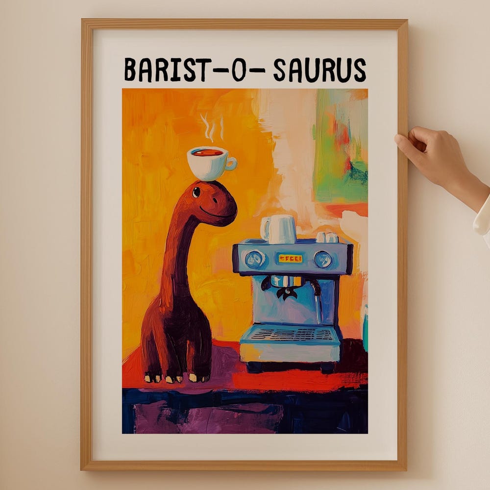 DOPAPRINT Dinosaur kitchen Poster Trendy Coffee Wall Art for Kitchen ...