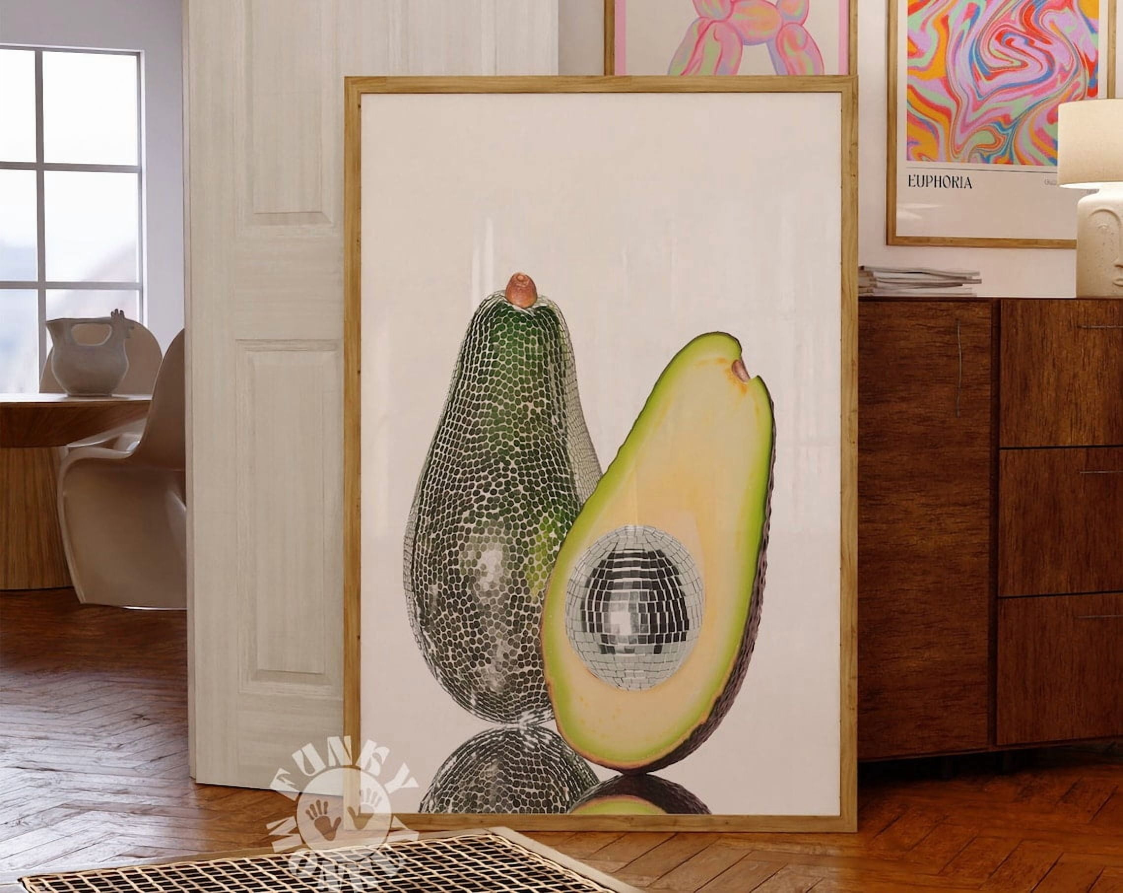 DOPAPRINT Disco Ball Kitchen Print, Avocado Wall Art, Preppy Trendy ...