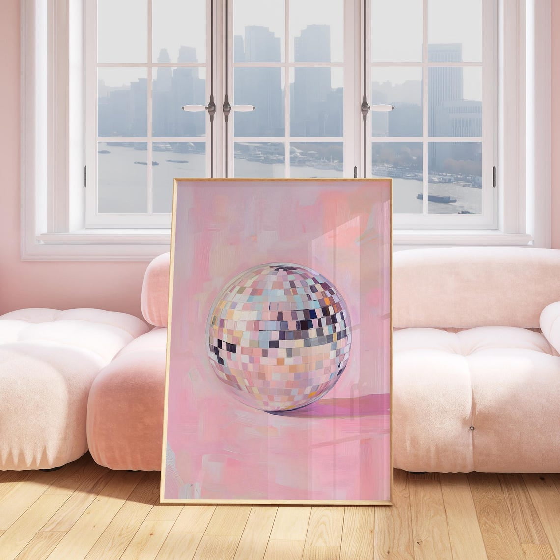DOPAPRINT Disco Ball Room Decor, Pink Mirror Ball Poster Dopamine Decor ...