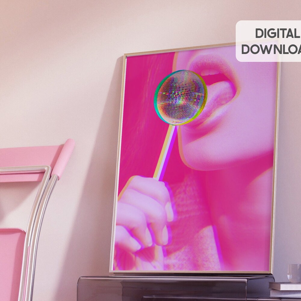 DOPAPRINT Disco Lollipop Print, Disco Room Decor, Preppy Room Prints ...