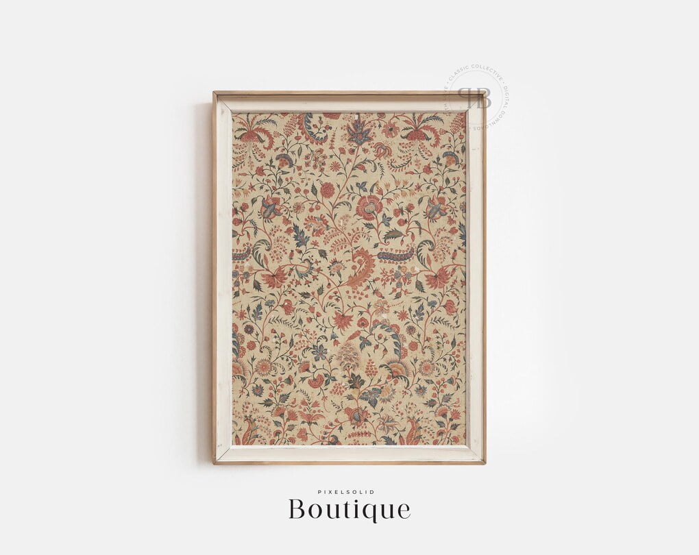 DOPAPRINT Distressed Floral Pattern Printable, Botanical Fabric Design ...