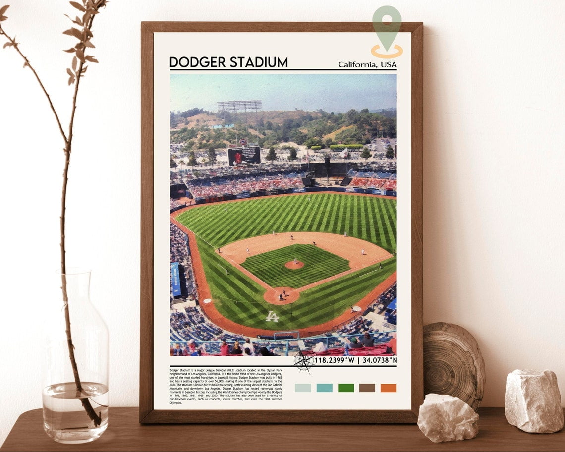 DOPAPRINT Dodger Stadium Print, Dodger Stadium Poster, Dodger Stadium Wall Art, Dodger Stadium ...