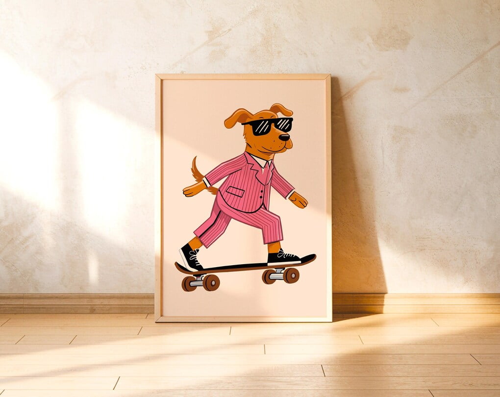 DOPAPRINT Dog Skateboard Wall Art For Kids Room Modern Nursery Decor ...