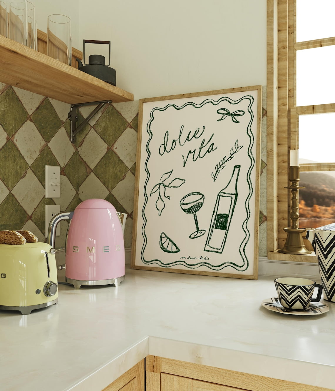 DOPAPRINT Dolce Vita Art Print Poster, Vintage Food Print, Trendy Retro Drink Illustration Print ...