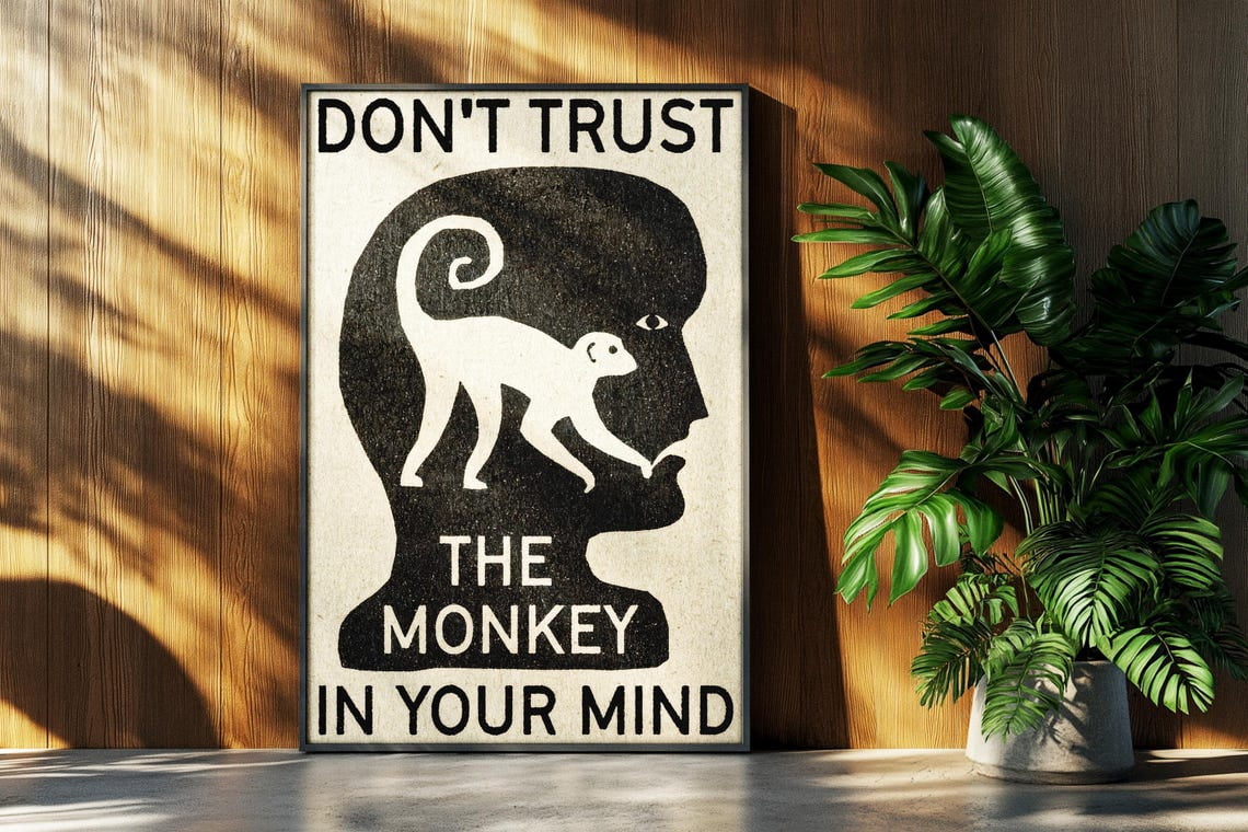 DOPAPRINT Don'T Trust The Monkey In Your Mind - Wall Art Printable ...