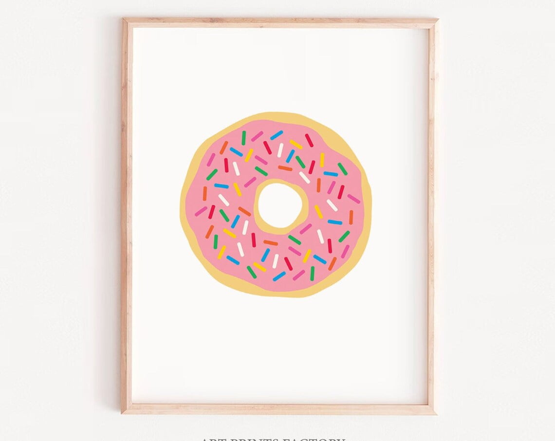 DOPAPRINT Donut Print - Pink Donut -Cute Donuts Wall Art - Nursery Wall ...