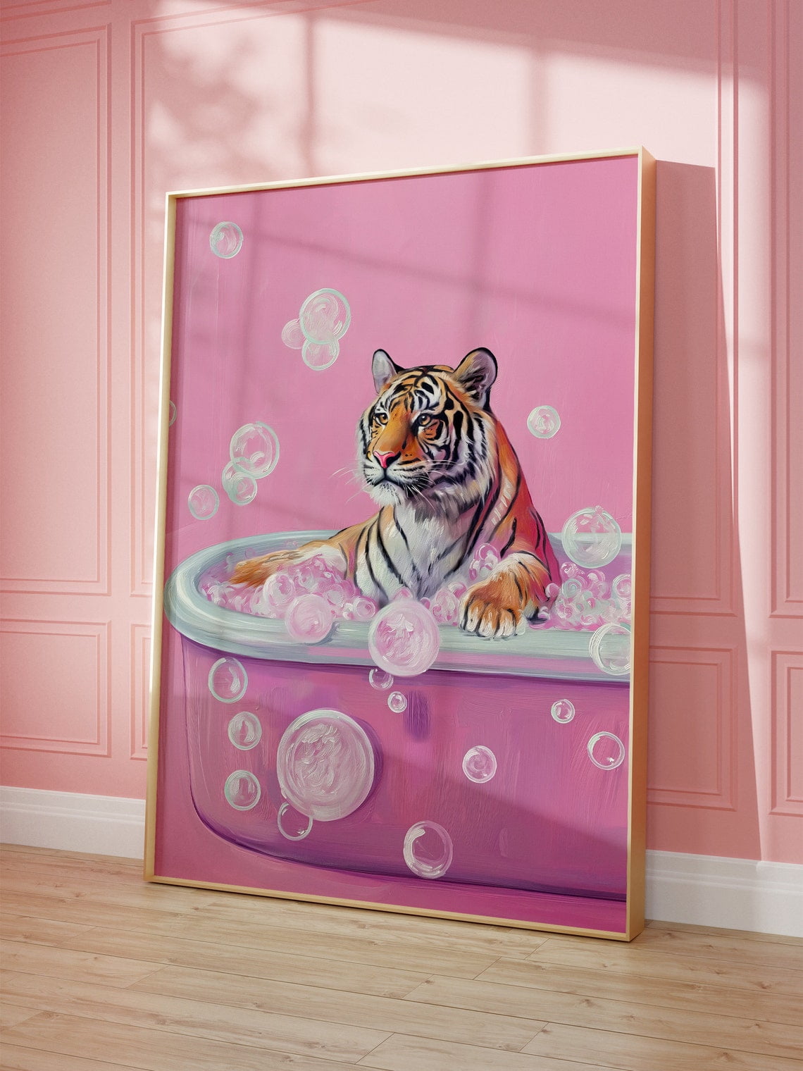 DOPAPRINT Dopamine Bathroom Wall Art, Tiger In A Bathtub Maximalist ...