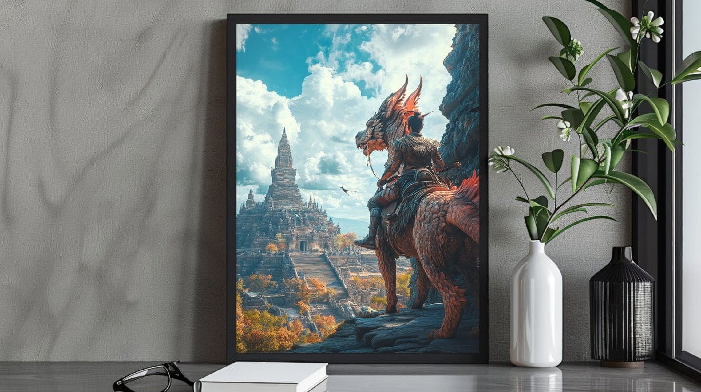 DOPAPRINT Dramatic Epic Adventure Art Print, Warrior On Mythical ...