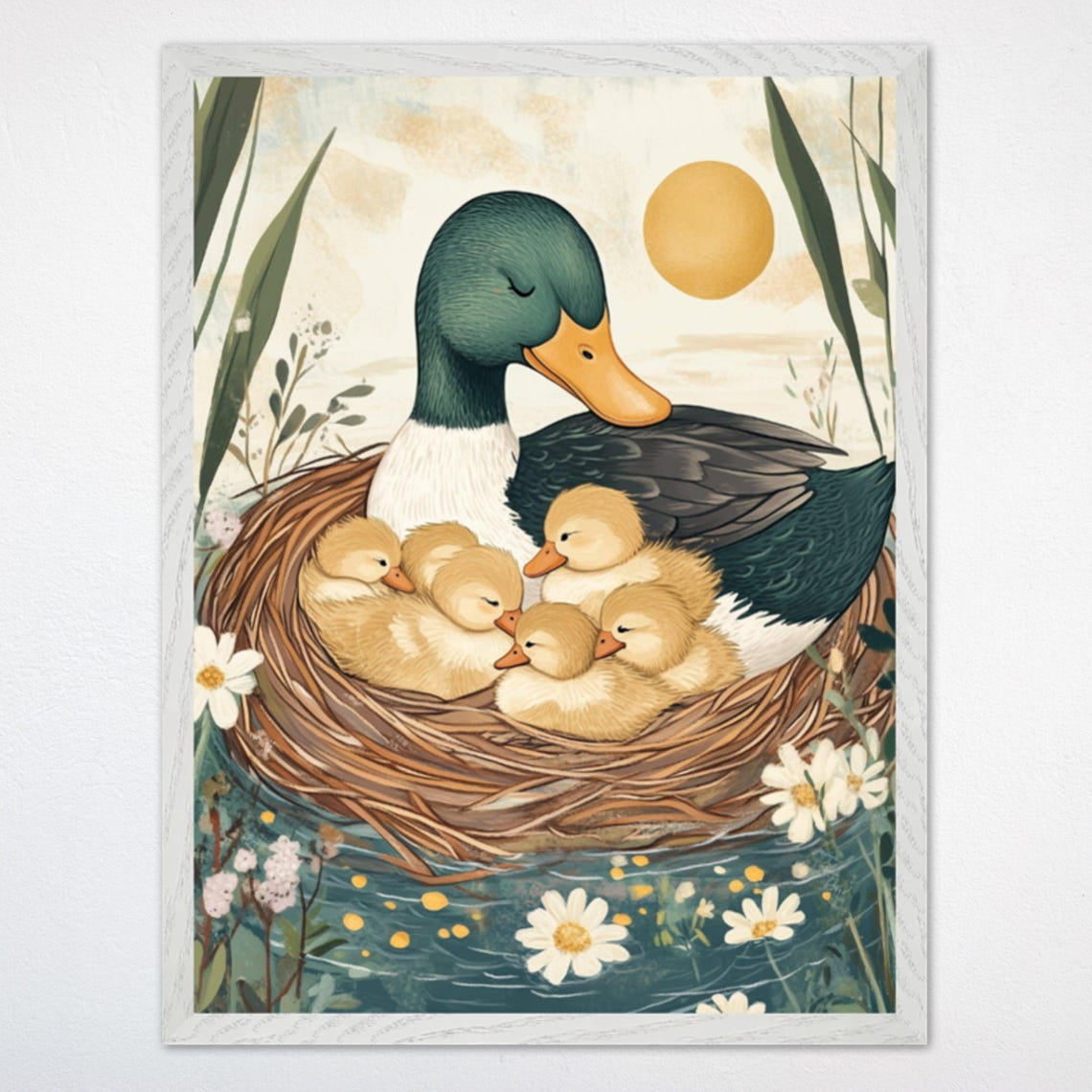 DOPAPRINT Duck Nursery Wall Art, Whimsical Ducklings Nest Poster ...