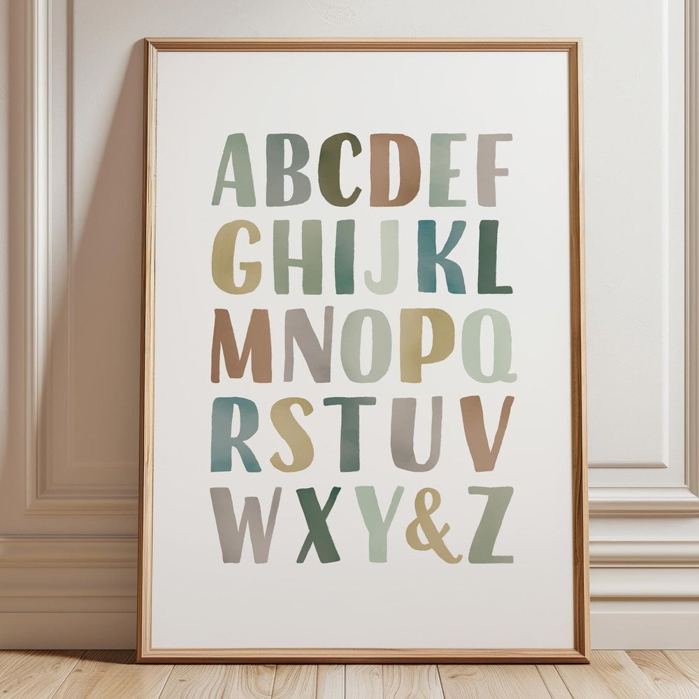 DOPAPRINT Earth Tones Alphabet Poster, Educational Poster, Abc Print ...