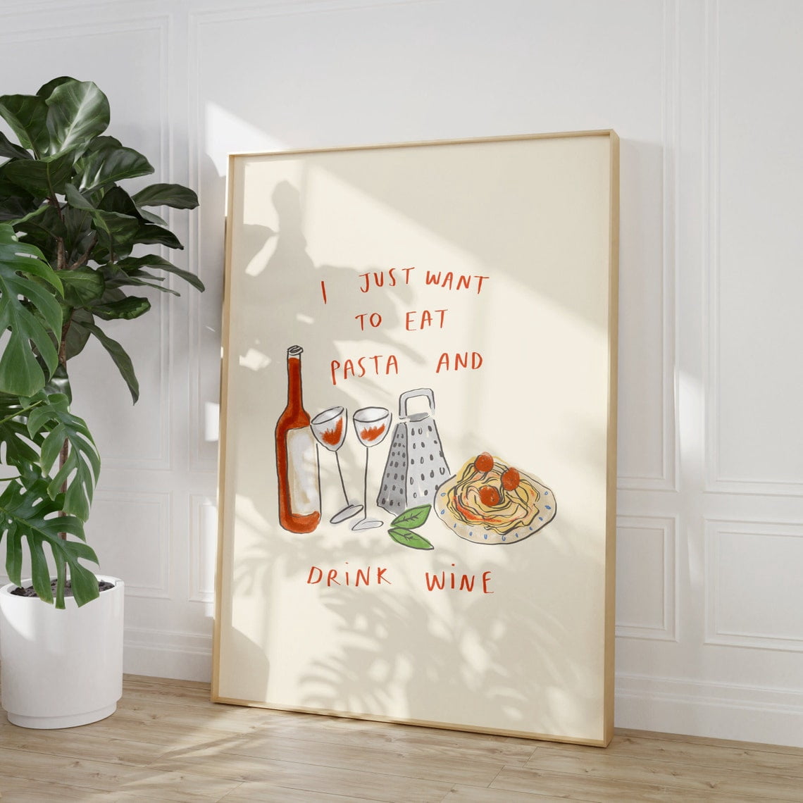 DOPAPRINT East Pasta And Drink Wine Wall Art Food And Drink ...