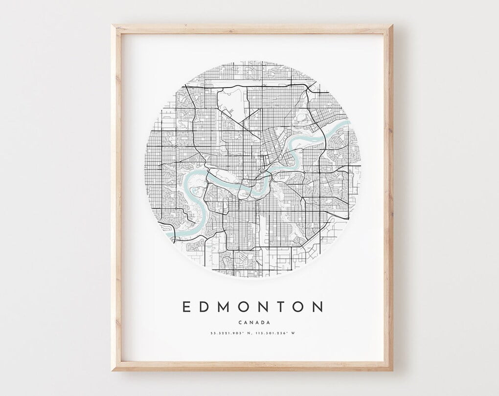 DOPAPRINT Edmonton Map Print, Edmonton Map Poster City Wall Art ...