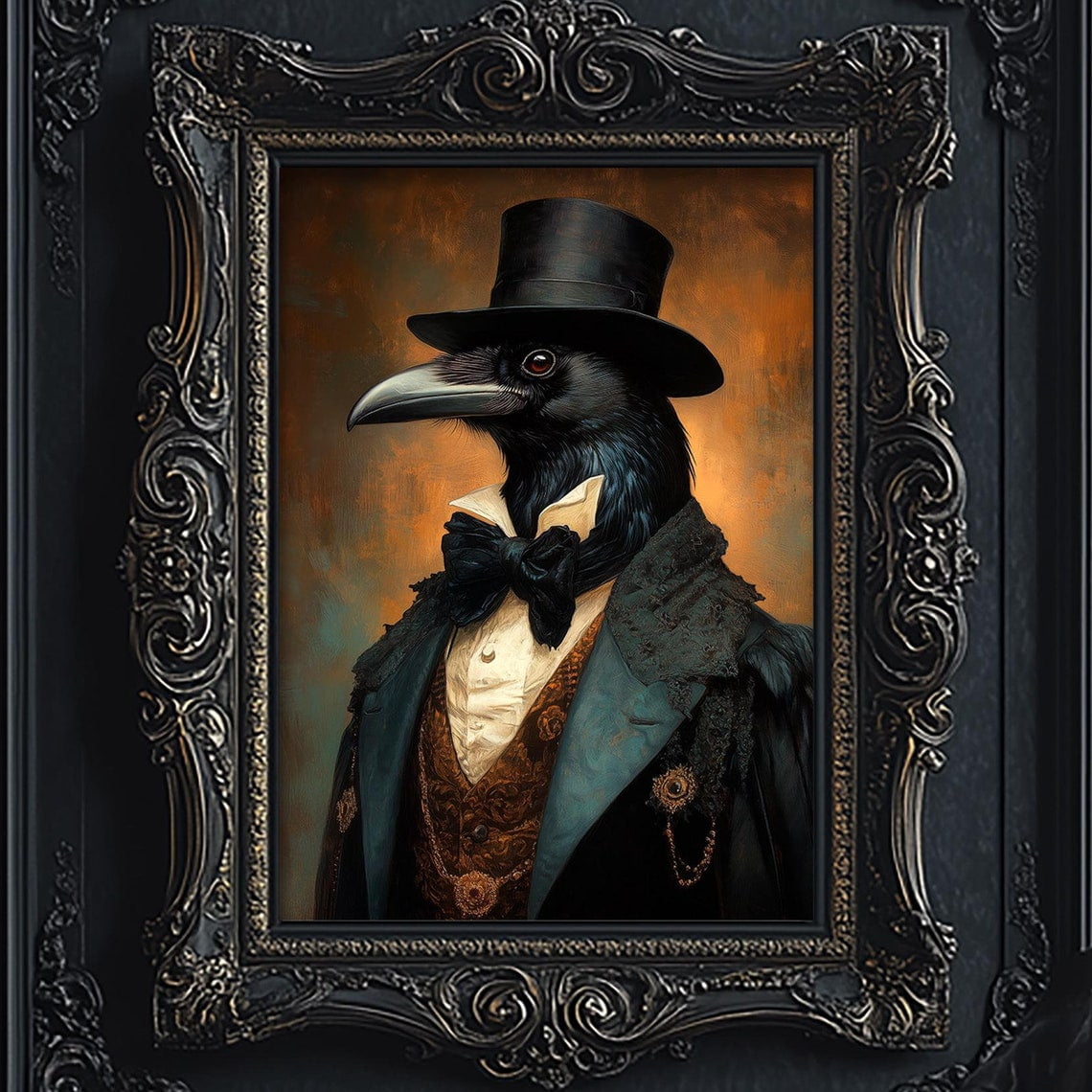 DOPAPRINT Edwardian Raven Portrait Wall Art Print, Anthropomorphic ...