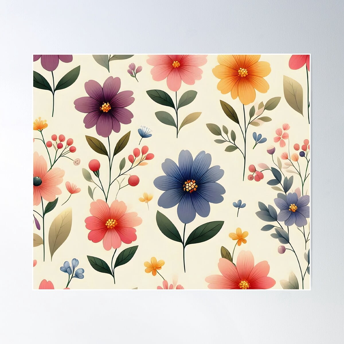 DOPAPRINT Elegant Daisy Flower _Vintage Botanical Floral Art Poster ...