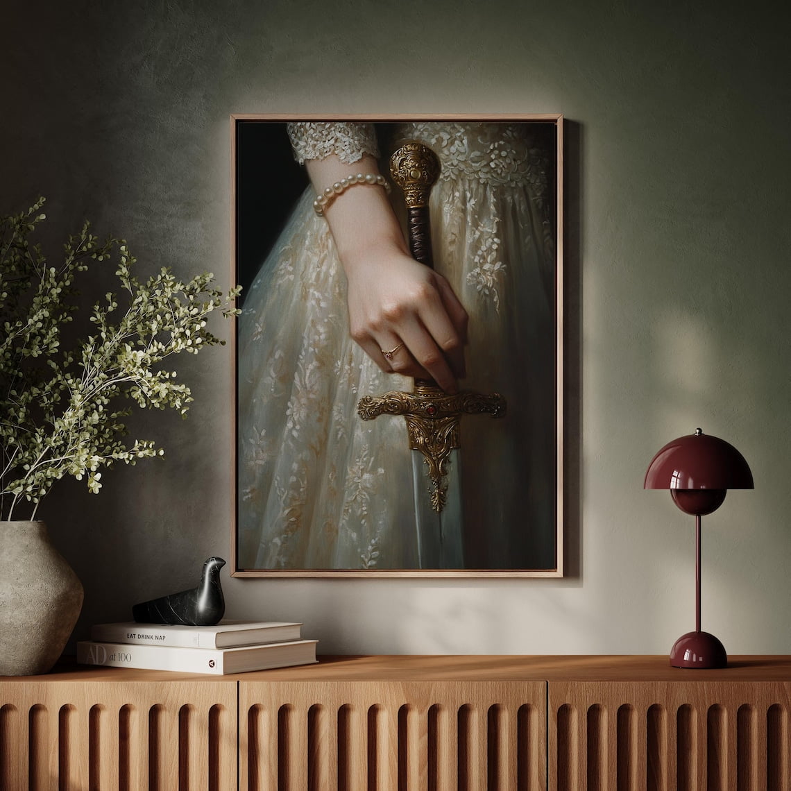 DOPAPRINT Elegant Hand Holding Ornate Sword Art - Vintage Fantasy Wall ...