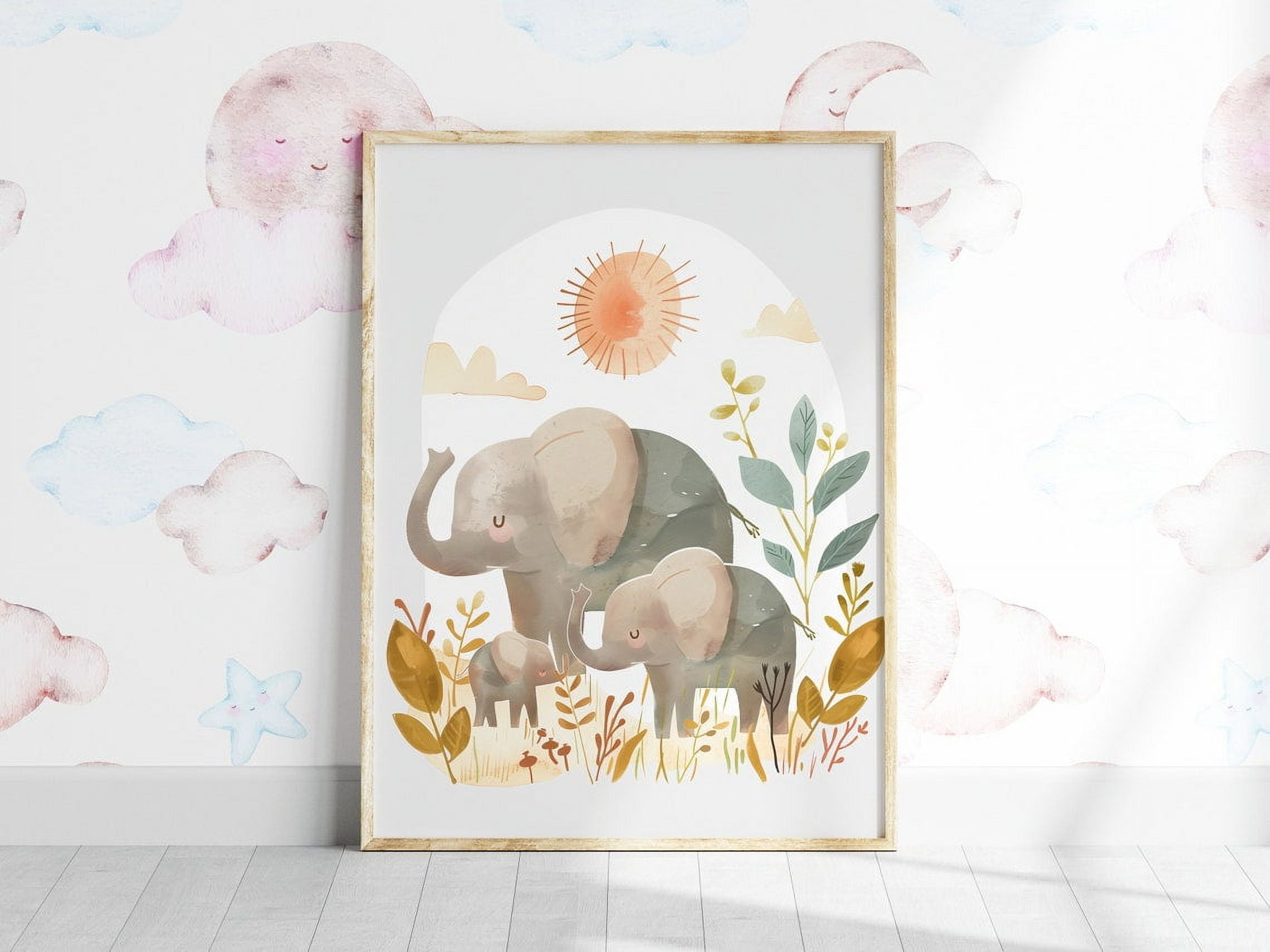DOPAPRINT Elephant Family Wall Art, Nursery Print, Kids Animal Posters ...
