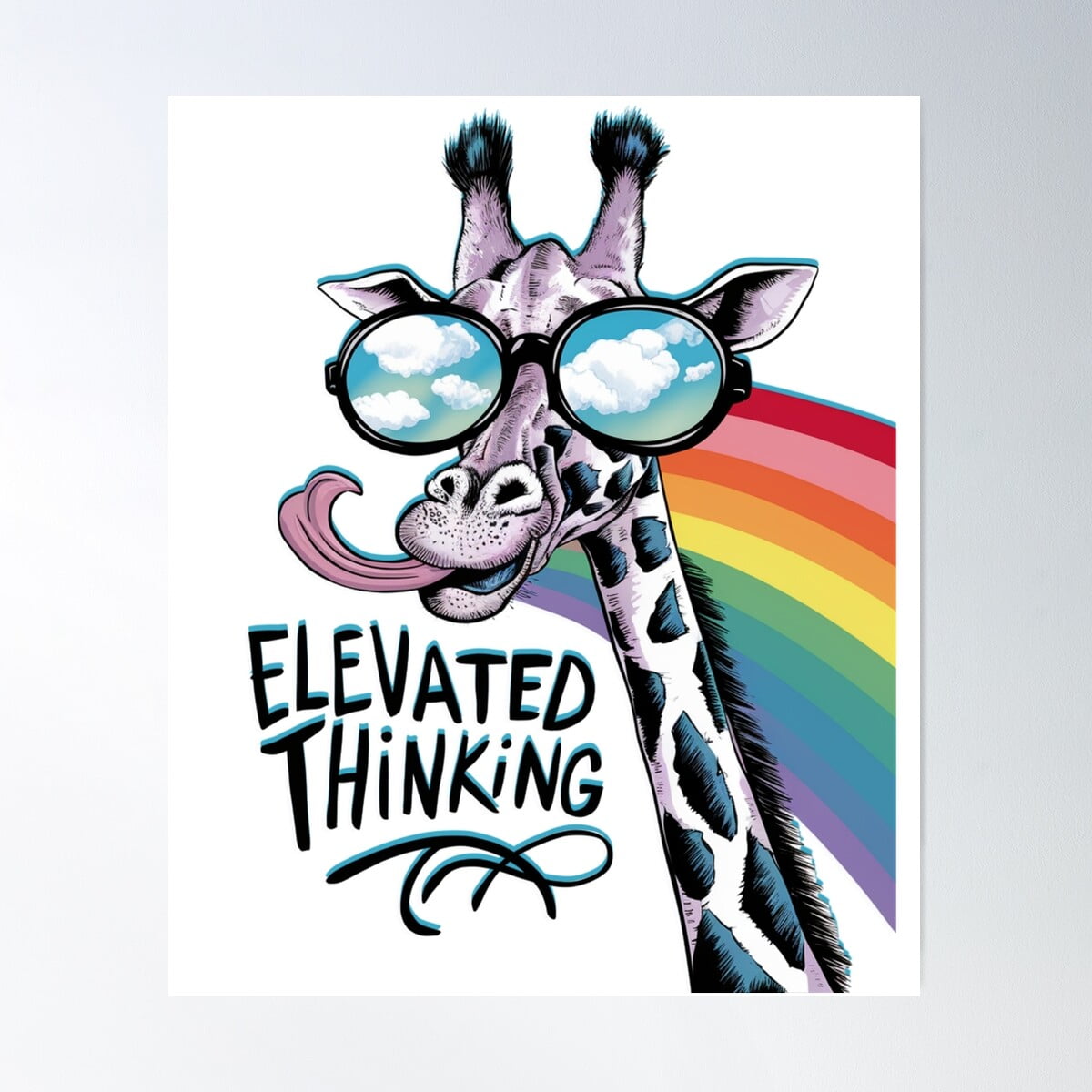 DOPAPRINT Elevated Thinking - Giraffe And The Rainbow Poster Wall Art ...