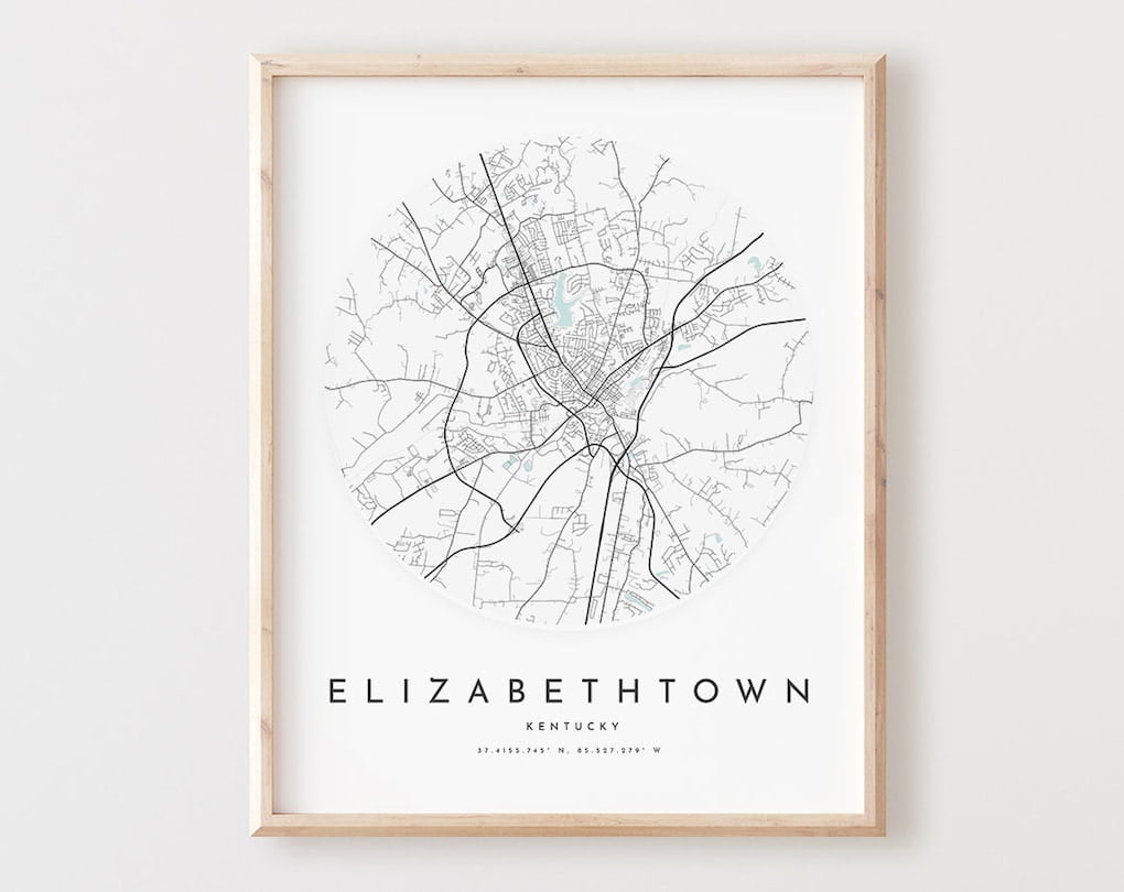 DOPAPRINT Elizabethtown Map Print, Elizabethtown Map Poster City Wall ...