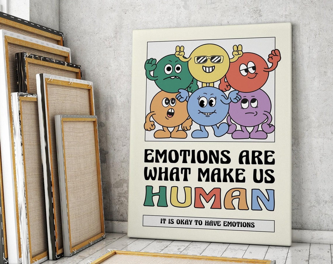 DOPAPRINT Emotions Make Us Human Poster, Retro Motivation Poster Home ...