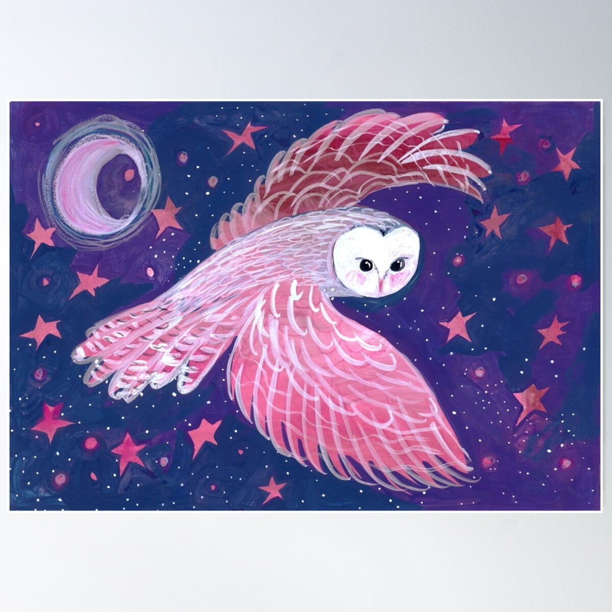 DOPAPRINT Enchanting Night Owl Illustration | Whimsical Starry Sky Art ...
