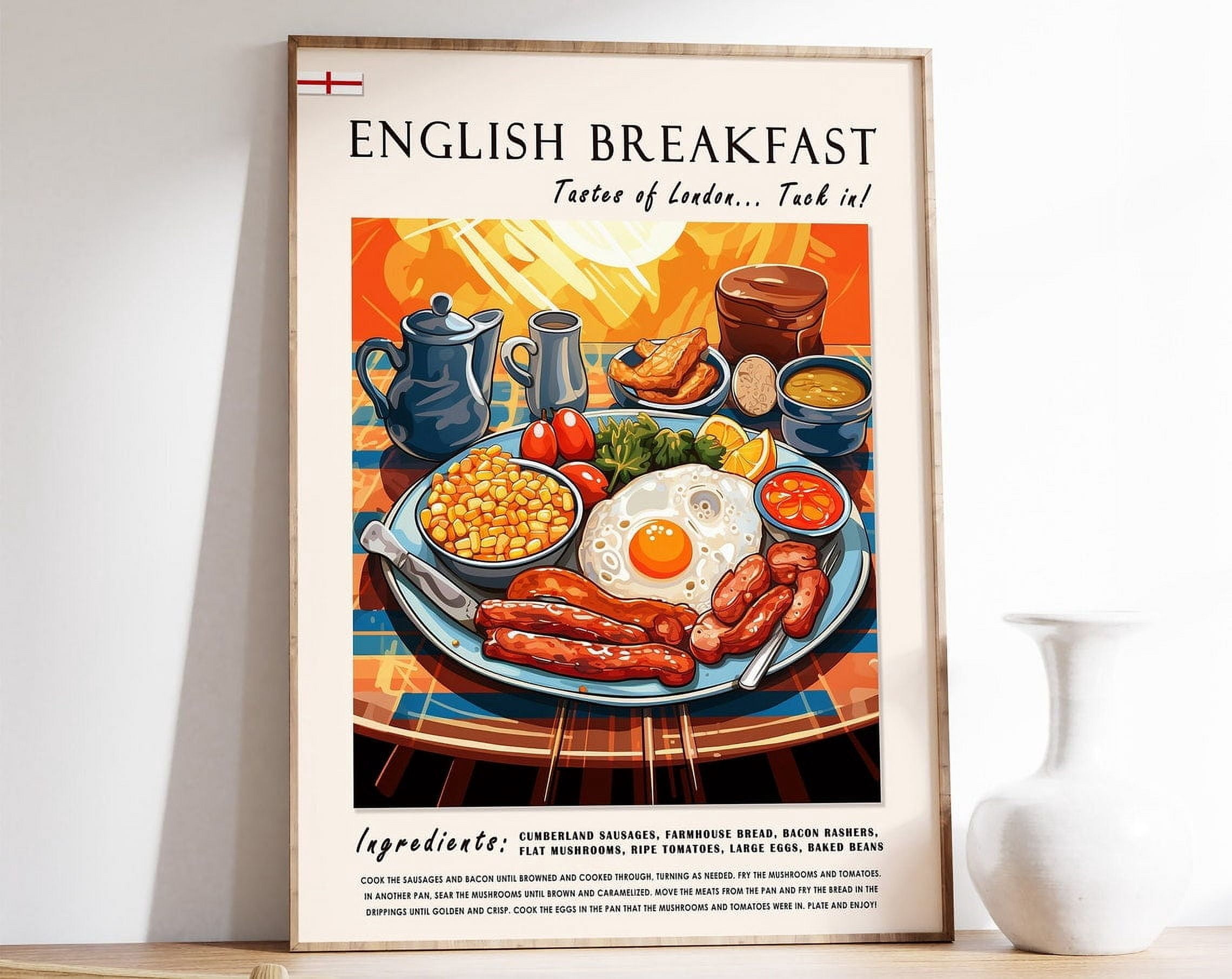 DOPAPRINT English Breakfast Food Poster, British Food Print, Uk Food ...