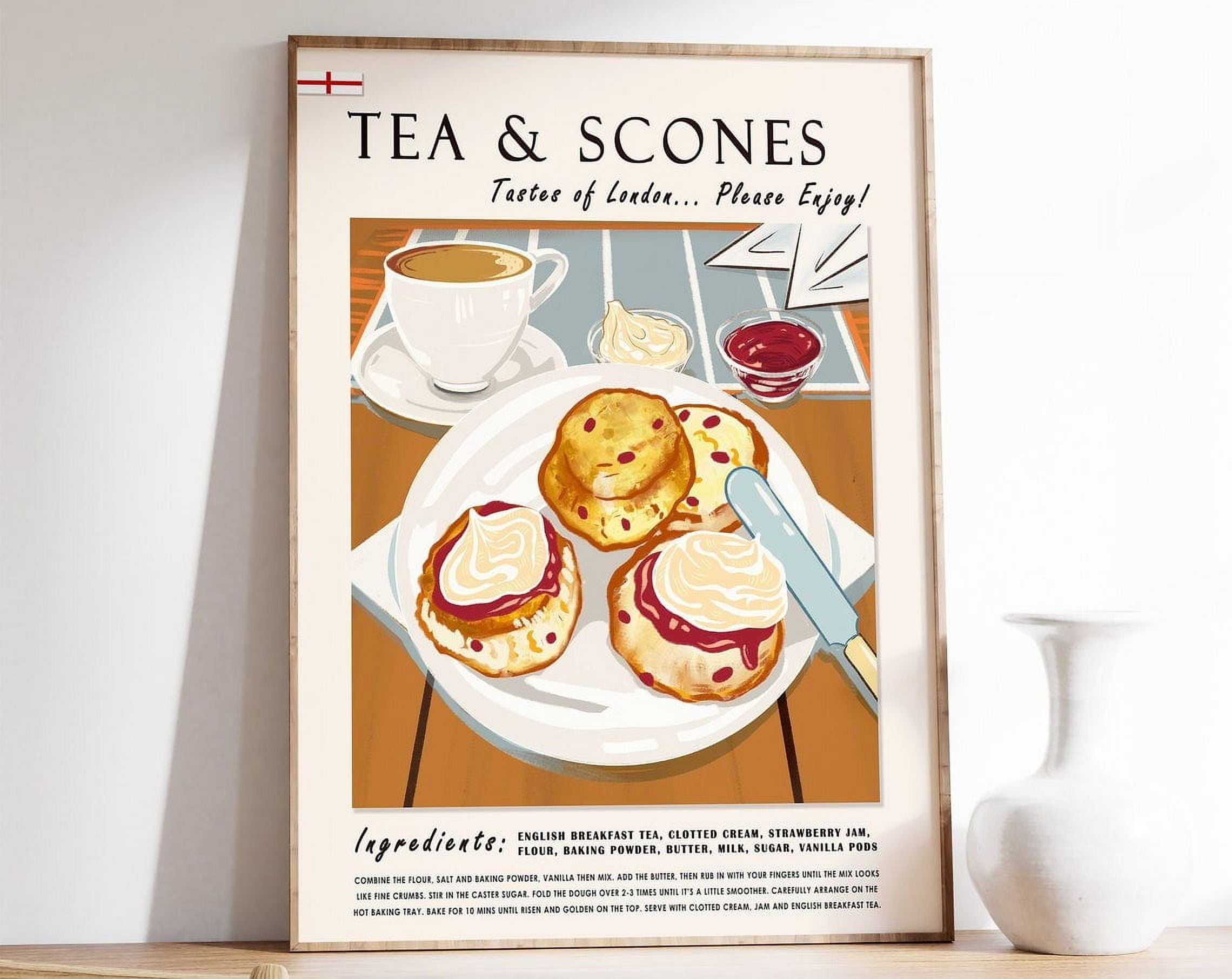 DOPAPRINT English Scones And Tea Poster, Food Art, Food And Drink ...