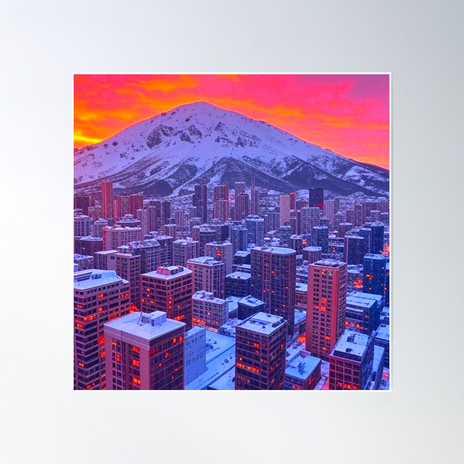 DOPAPRINT Epic City Nestled In The Majestic Mountains Poster Wall Art ...