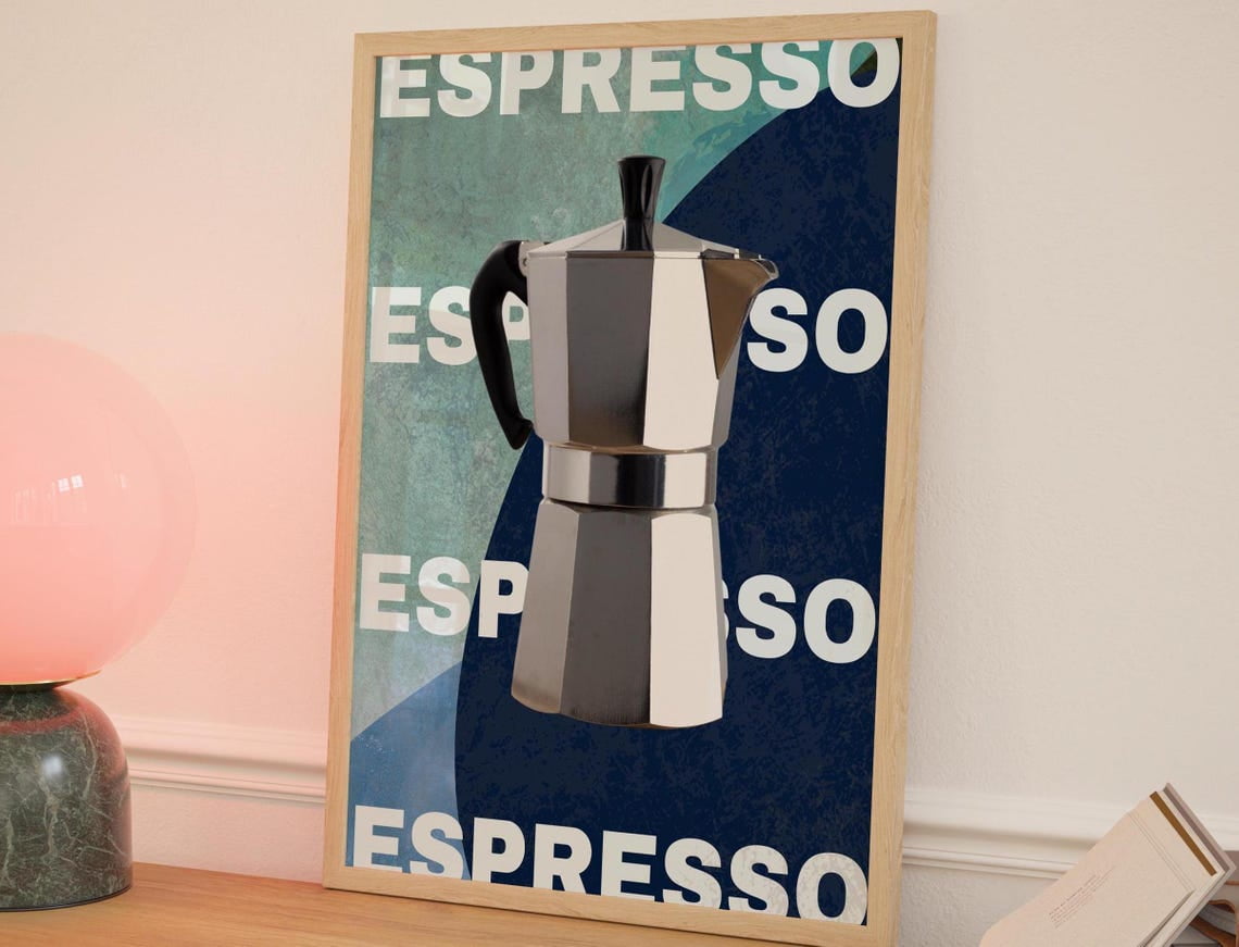 DOPAPRINT More Espresso Blue Funky Kitchen Print Coffee Poster Retro ...