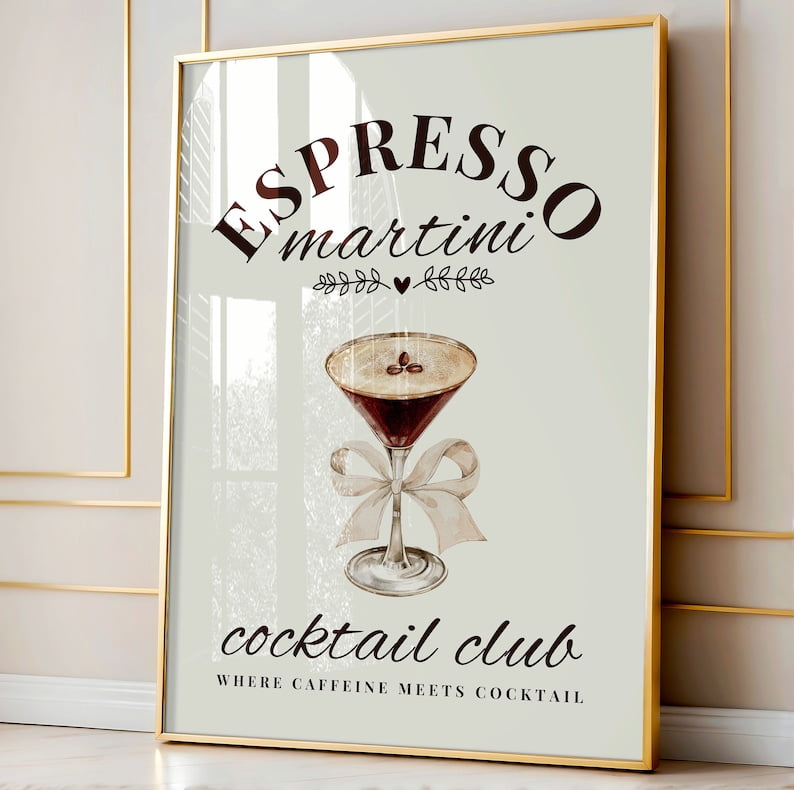 DOPAPRINT Espresso Martini Print, Cocktail Wall Art, Bar Cart Wall ...