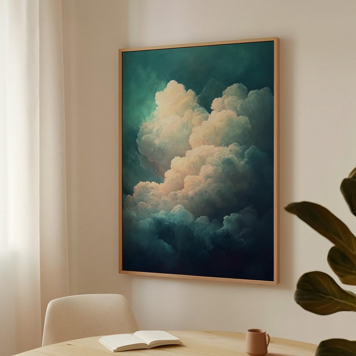 DOPAPRINT Ethereal Cloudscape Painting - Serene Sky Art Print - Atmospheric Dreamy Wall Decor ...